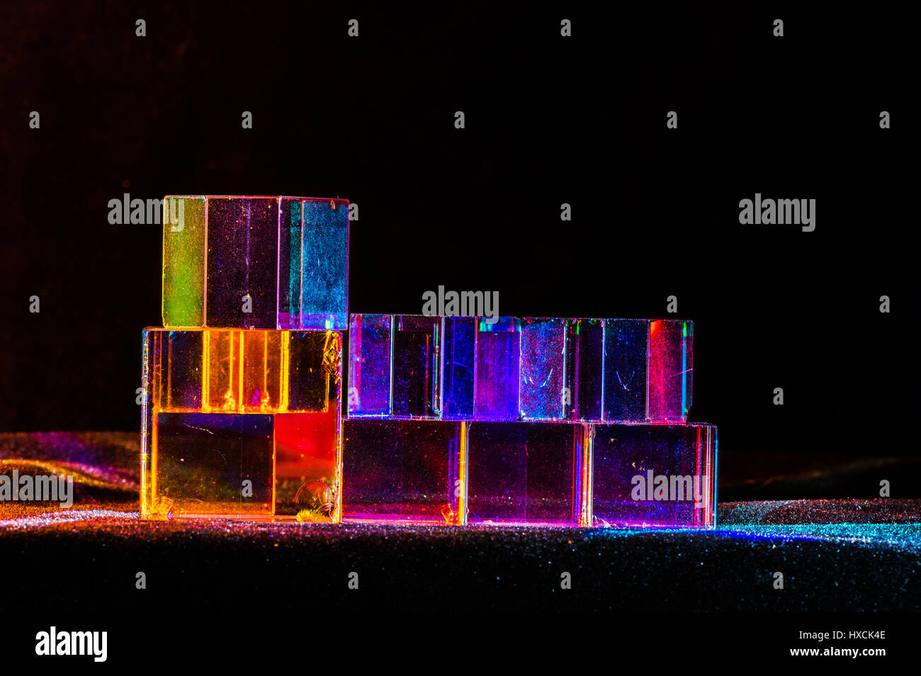 Abstract Cubes concept reflecting bright prism colors in unique ...