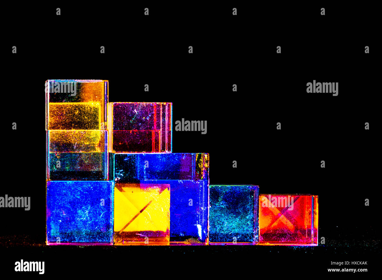 Abstract Cubes concept reflecting bright prism colors in unique ...