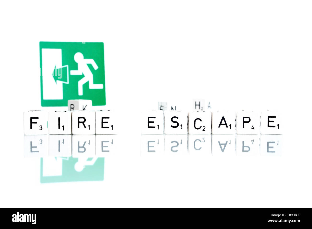 Information sign for escape route Cut Out Stock Images & Pictures - Alamy