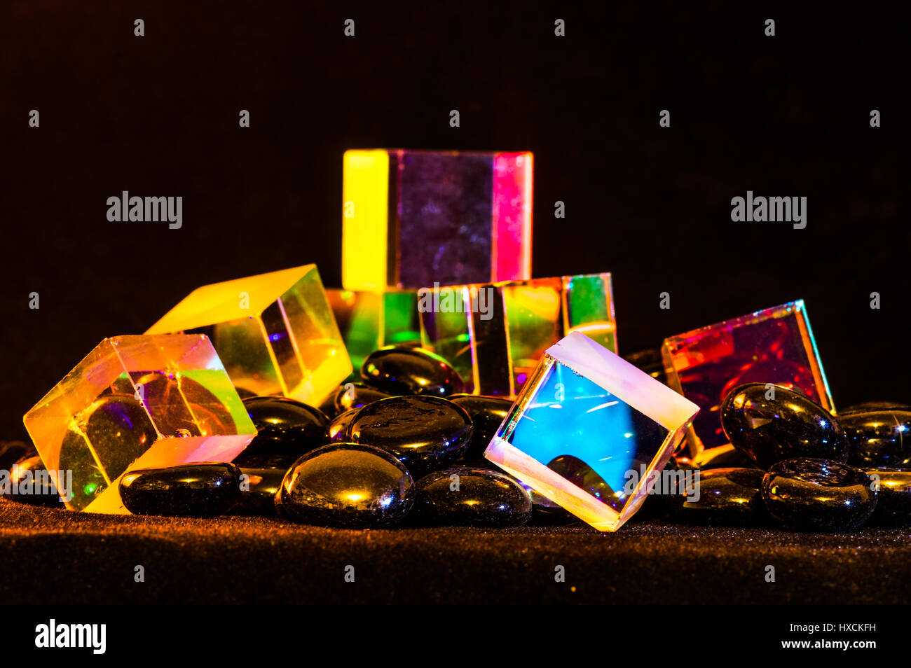 Abstract Cubes concept reflecting bright prism colors in unique ...