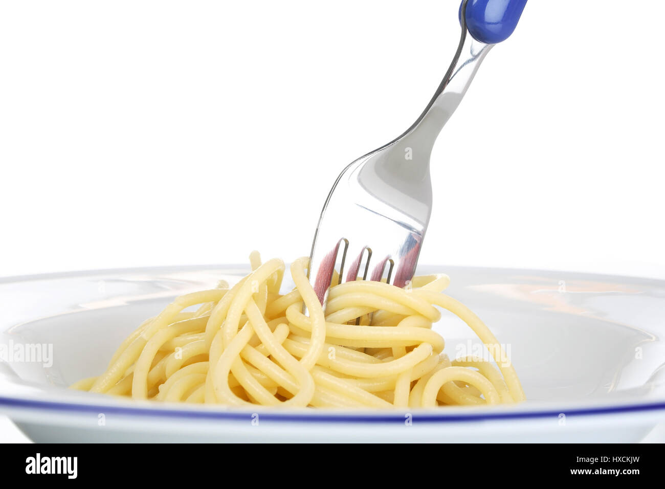 Spaghetti with plate and fork, Spaghetti mit Teller und Gabel Stock ...