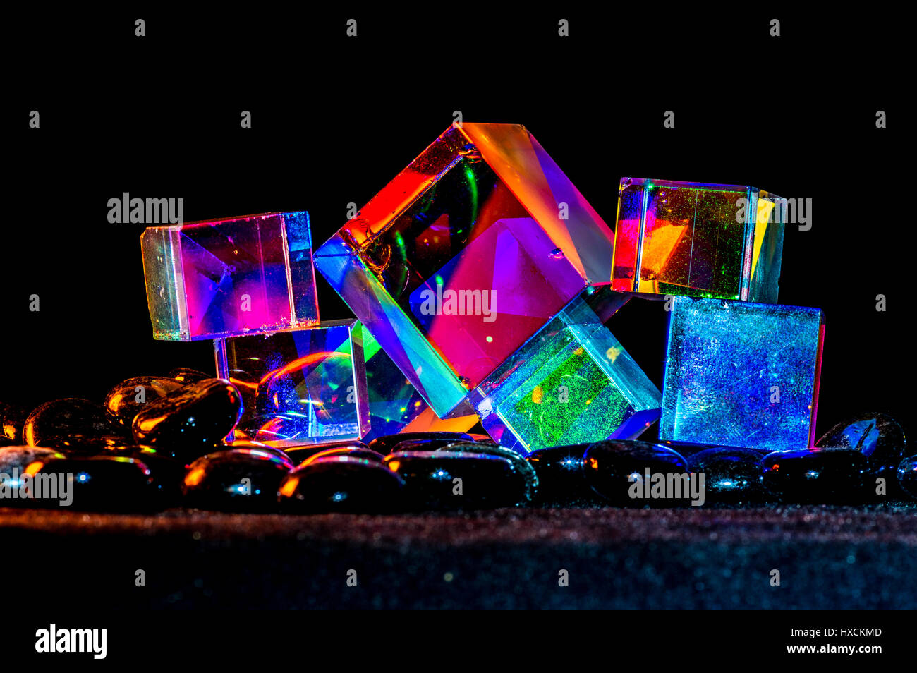 Abstract Cubes concept reflecting bright prism colors in unique ...