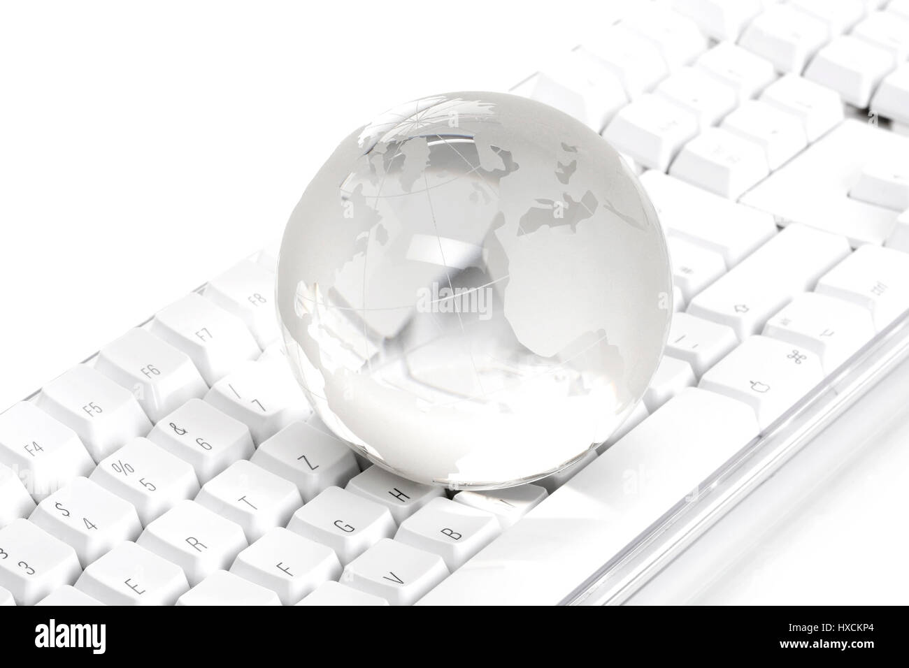 Globe and keyboard, Globus und Tastatur Stock Photo - Alamy