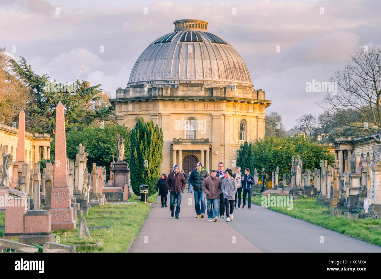 A view of the chapel in the center of Brompton Cemetery in London, UK ...