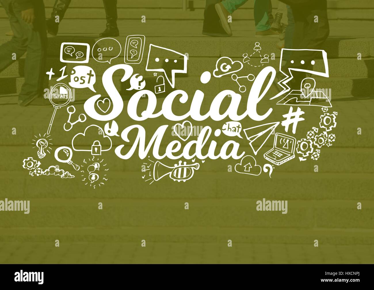 Digital composite of Social Media text with drawings graphics Stock ...