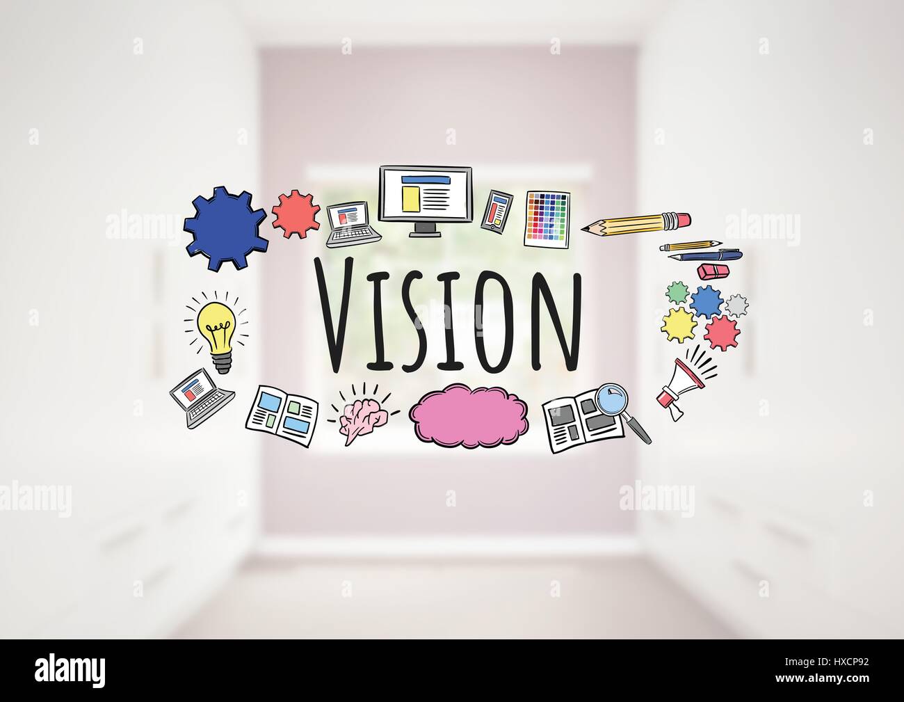 Digital composite of Vision text with drawings graphics Stock Photo - Alamy