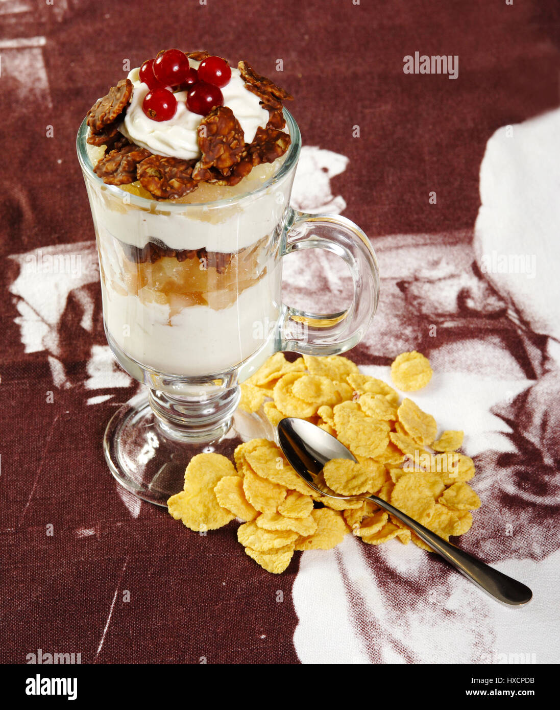 Fruit dessert with creams Stock Photo - Alamy