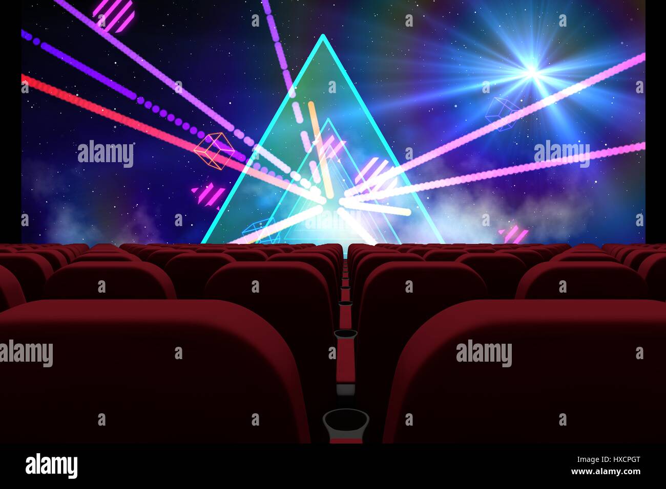 Digital composite of 3d cinema with abstract view on screen Stock Photo ...