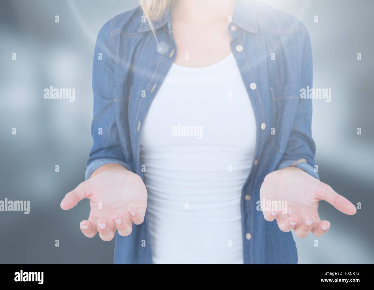 Digital composite of Womans open palm hands Stock Photo - Alamy