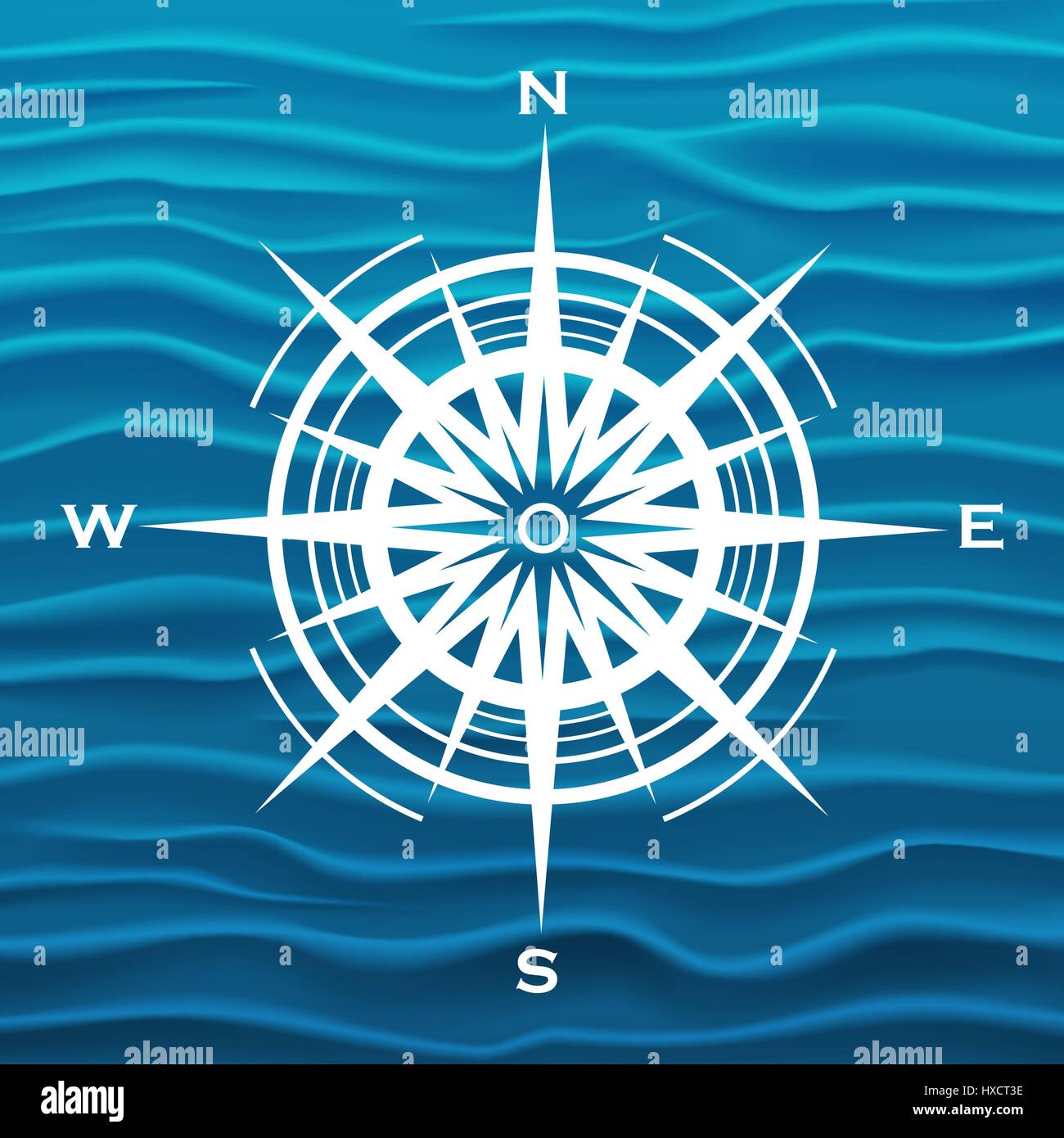 Vector wind rose over blue waves background Stock Vector Image & Art ...
