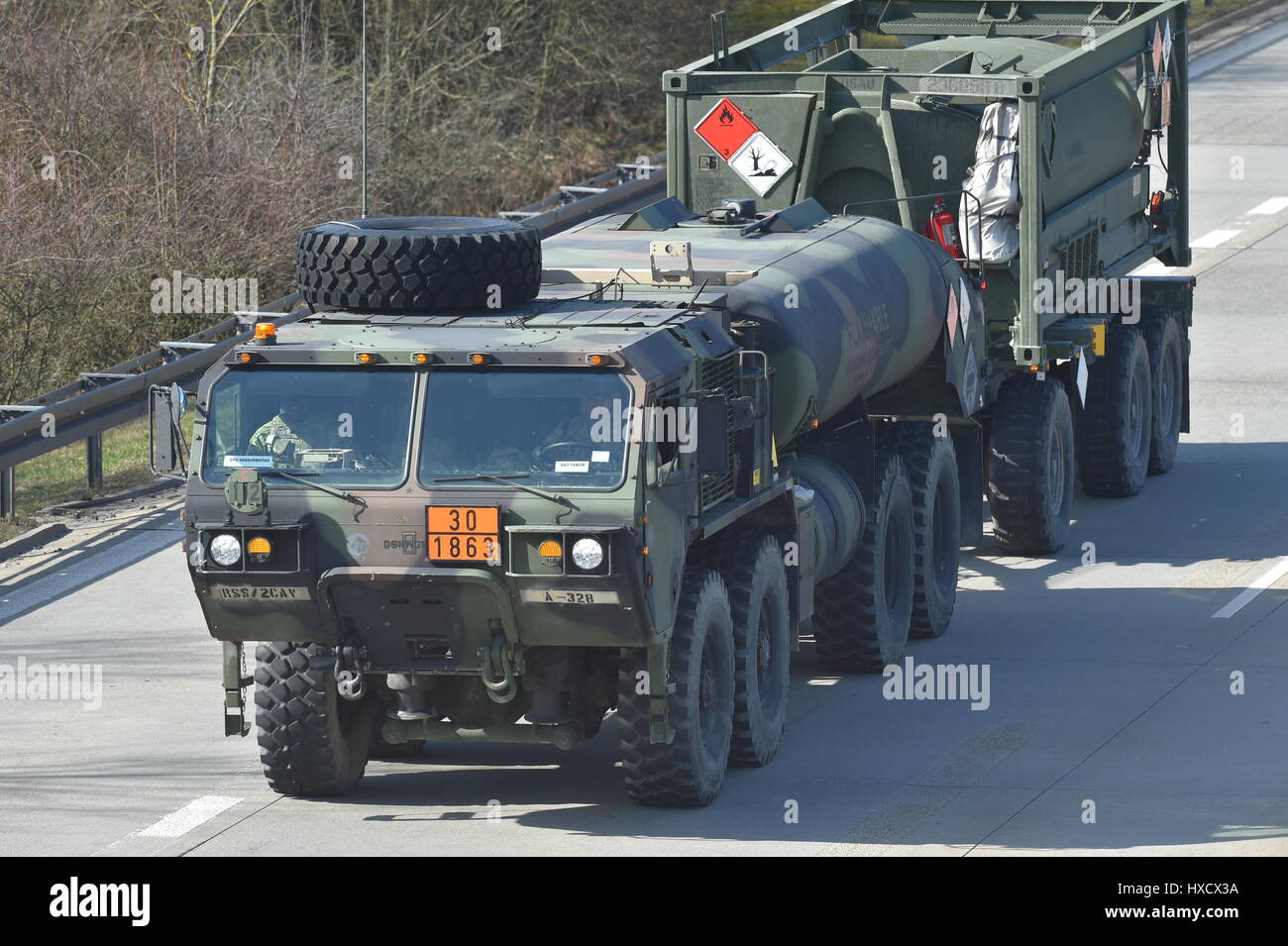 Rozvadov, Czech Republic. 25th Mar, 2017. The first part of the convoy ...