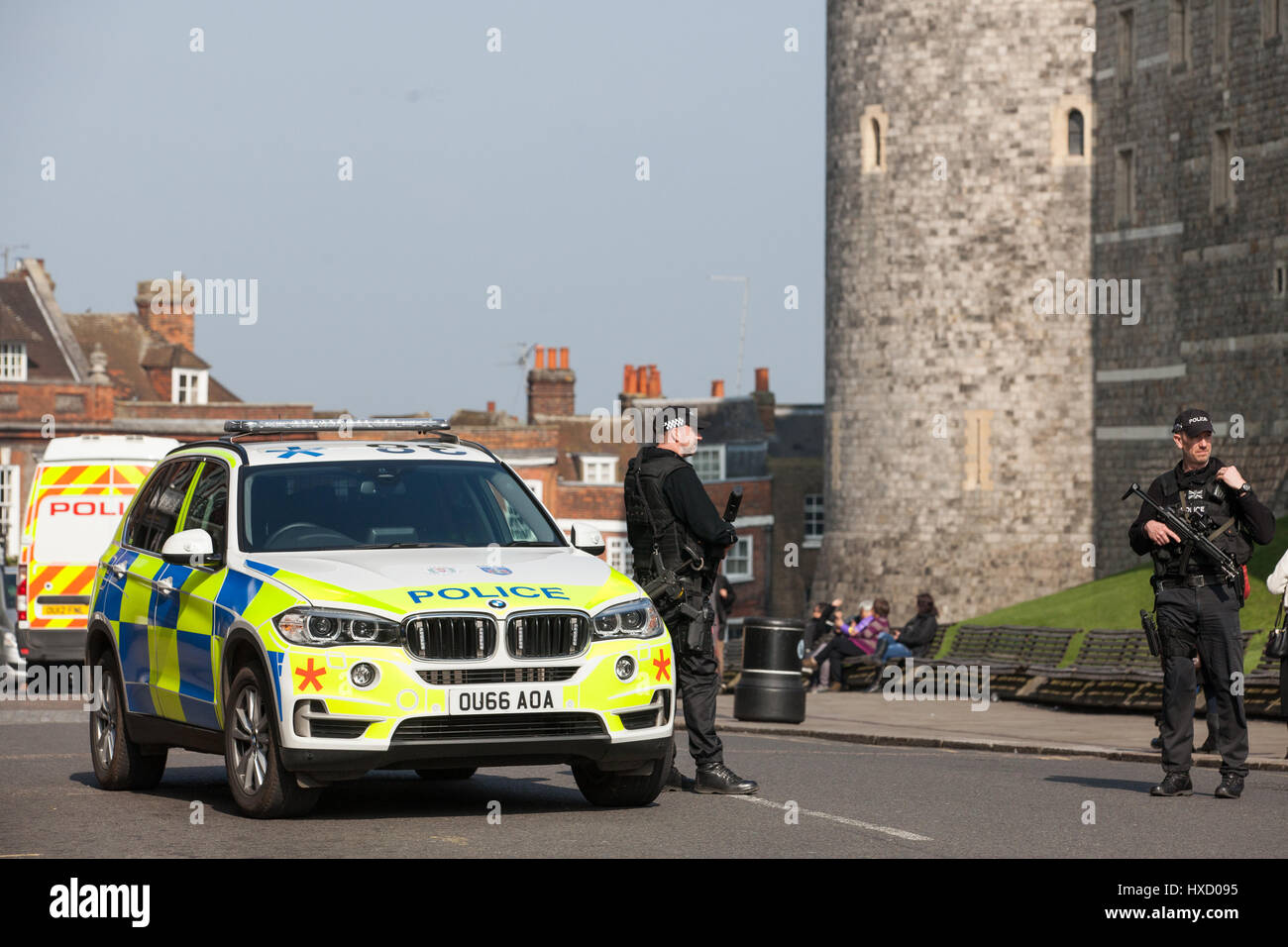 Windsor, UK. 27th March, 2017. A police armed response vehicle awaits ...