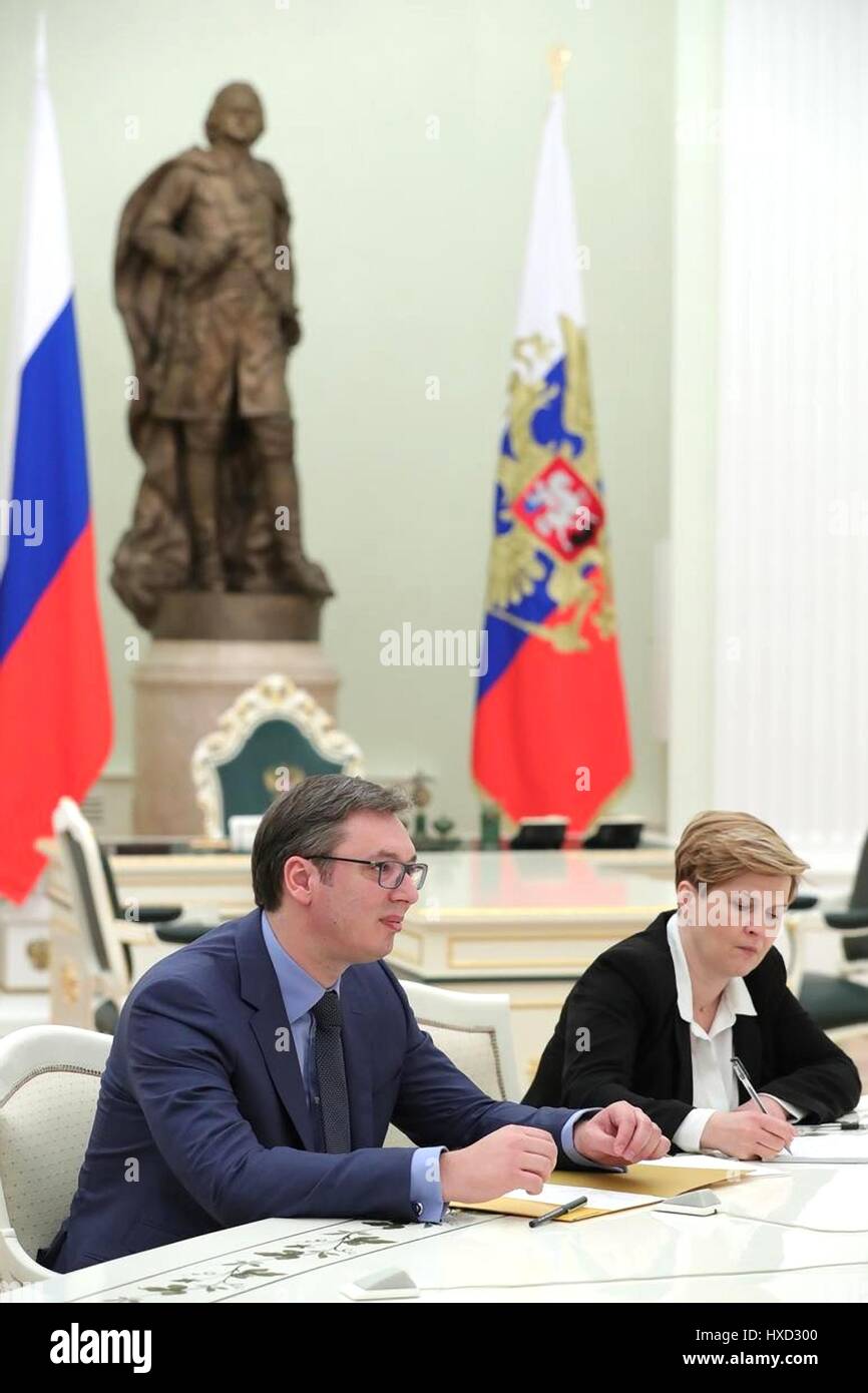 Moscow, Russia. 27th Mar, 2017. Serbian Prime Minister Aleksandar Vucic ...