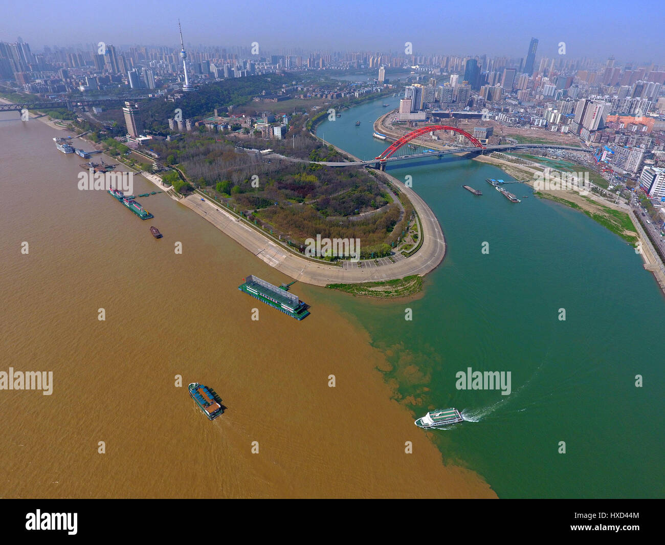 Wuhan. 27th Mar, 2017. This aerial photo taken on March 27, 2017 shows ...