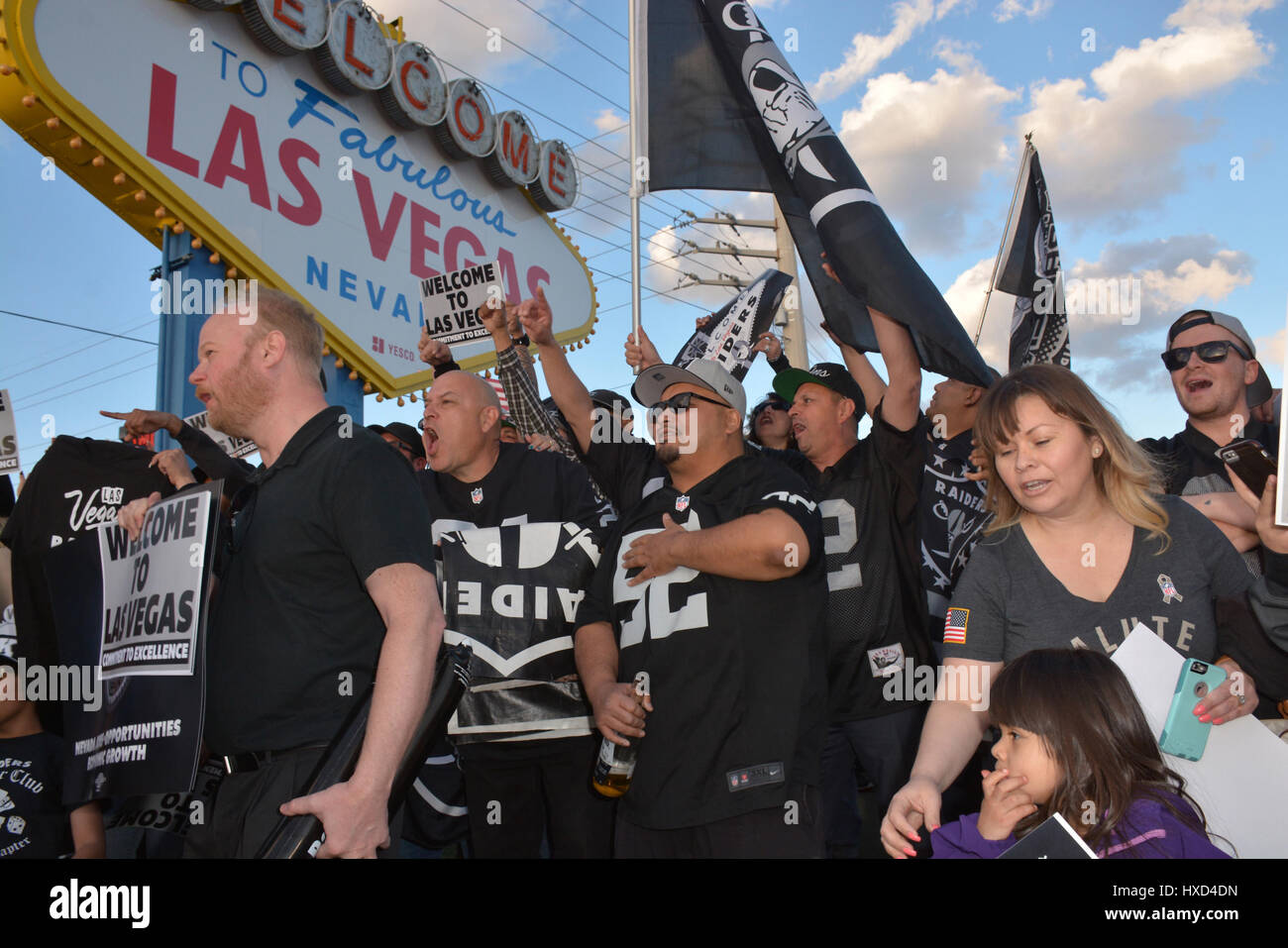 Las Vegas, Nevada, USA. 27th Mar, 2017. Las Vegas Raiders fans hold a ...
