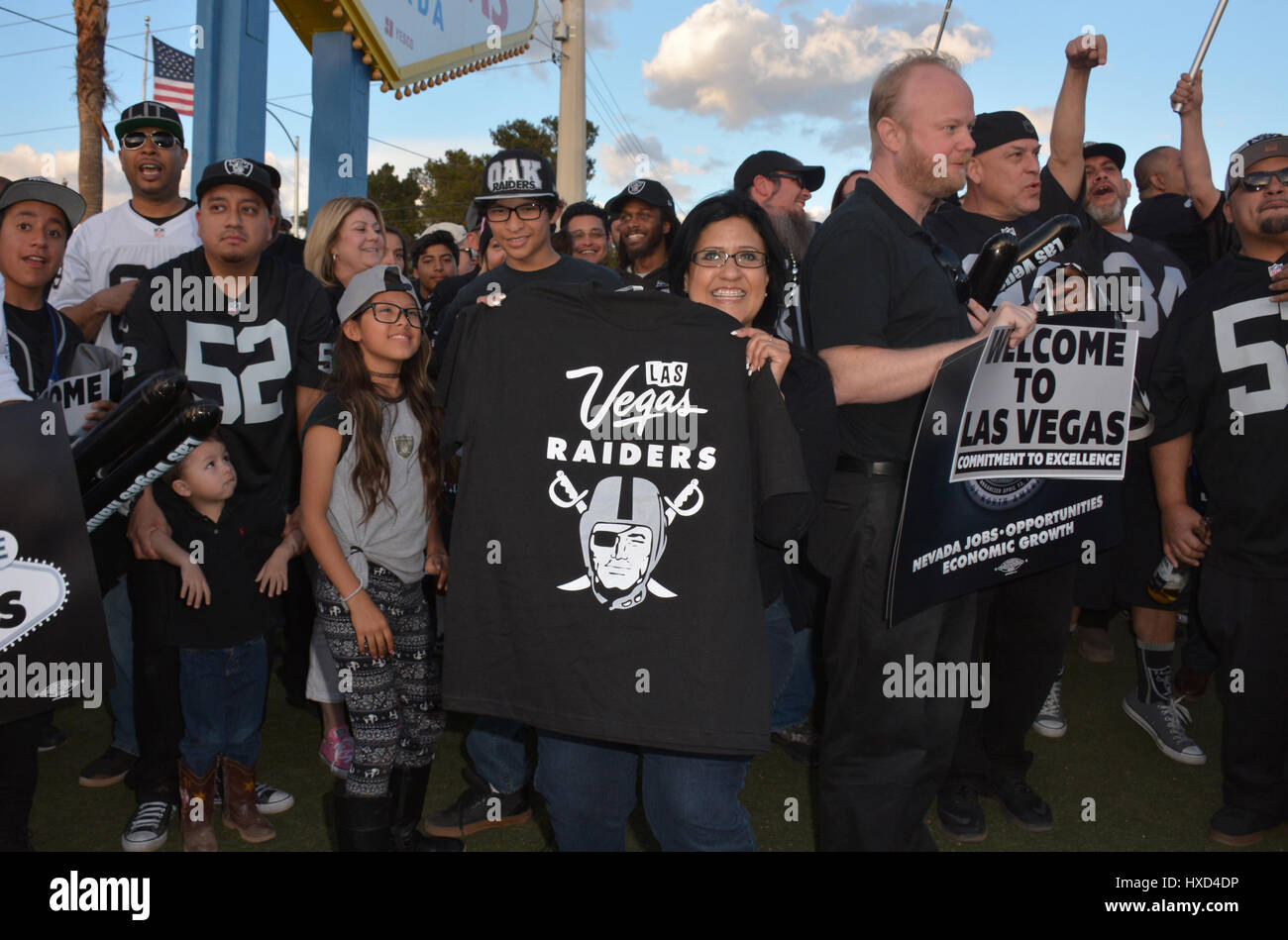 Las Vegas, Nevada, USA. 27th Mar, 2017. Las Vegas Raiders fans hold a ...