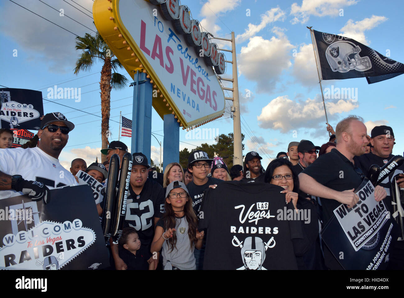Las Vegas, Nevada, USA. 27th Mar, 2017. Las Vegas Raiders fans hold a ...