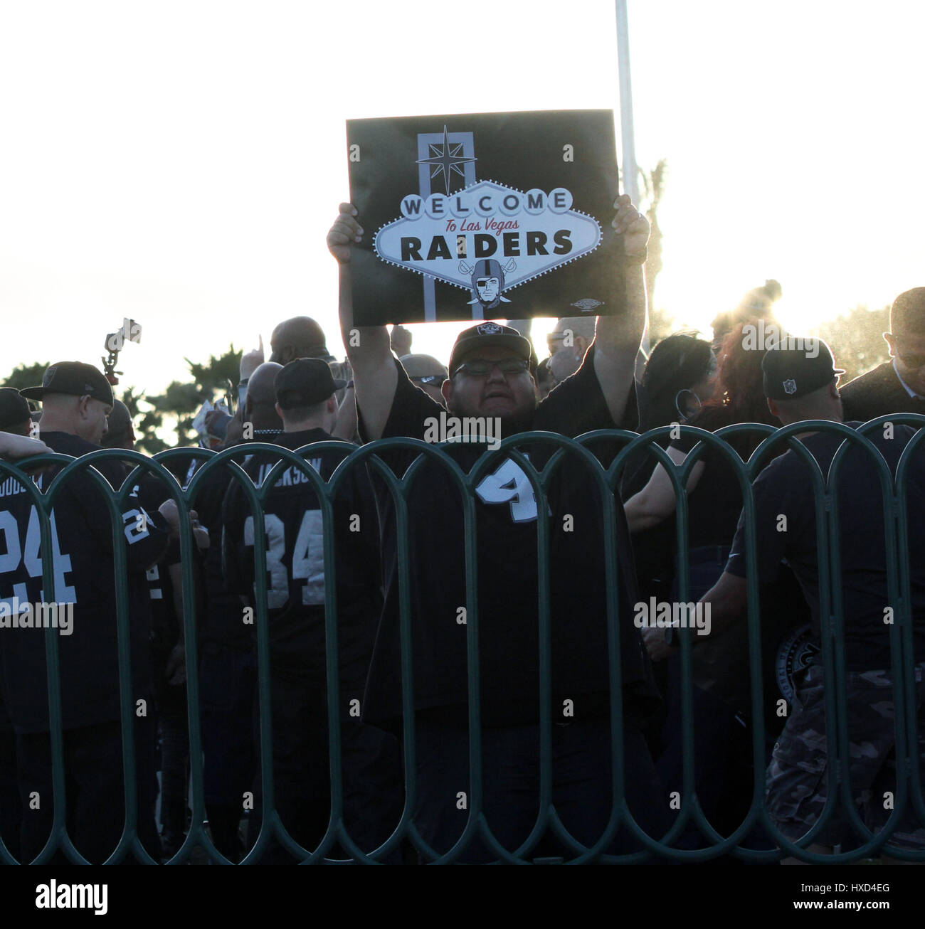 Las Vegas, Nevada, USA. 27th Mar, 2017. Las Vegas Raiders fans hold a ...