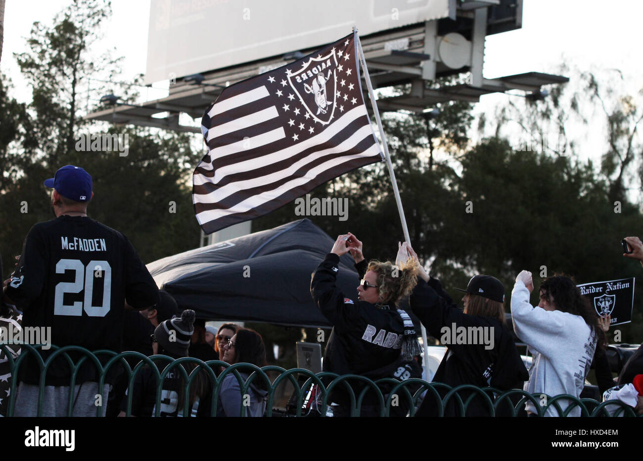 Las Vegas, Nevada, USA. 27th Mar, 2017. Las Vegas Raiders fans hold a ...