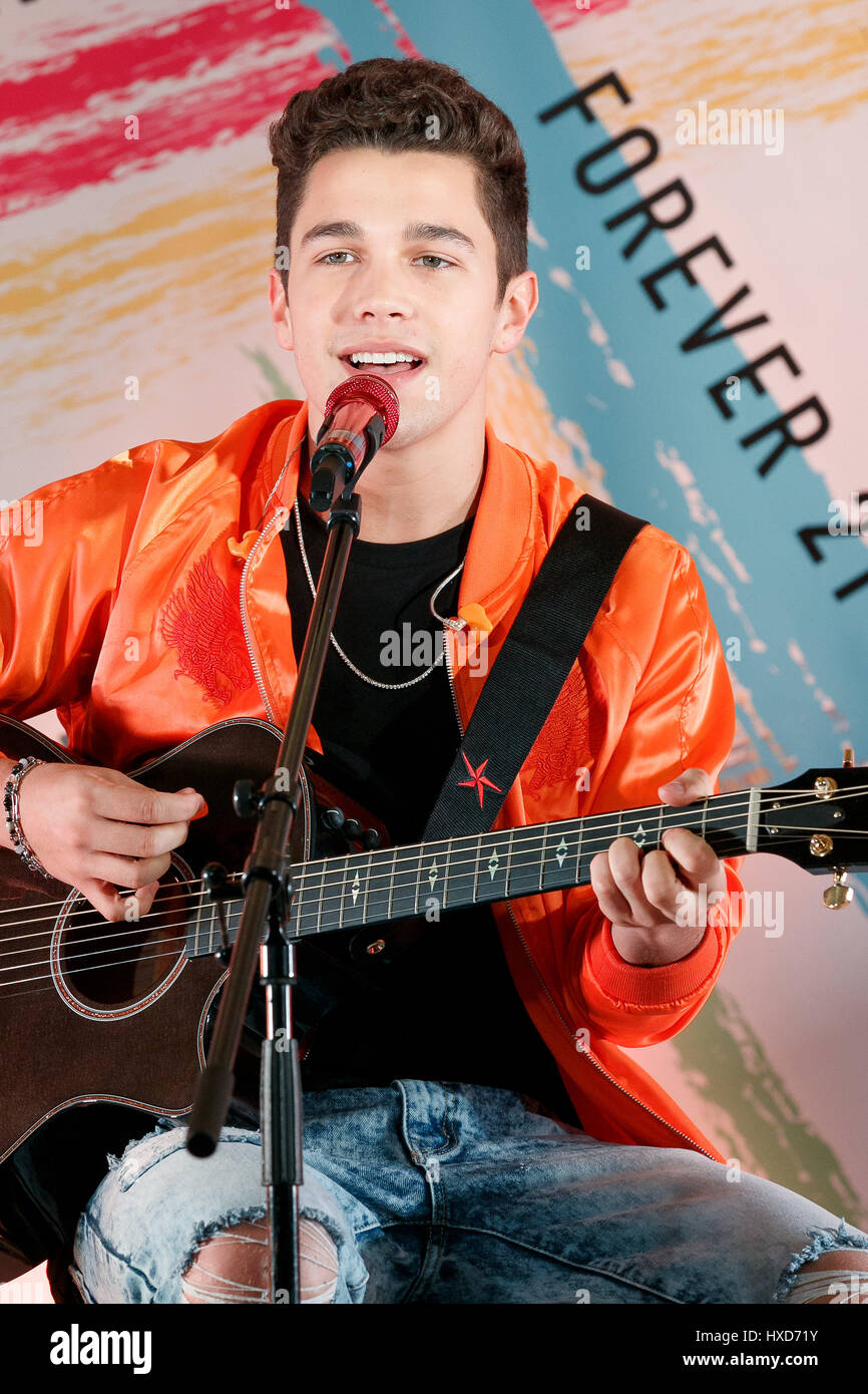 Tokyo, Japan. 28th March 2017. American singer-songwriter Austin Mahone ...