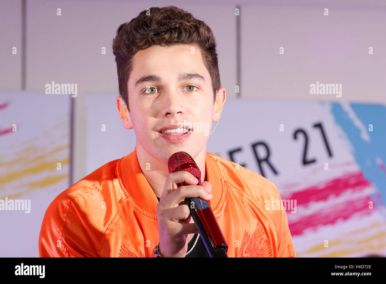 Tokyo, Japan. 28th March 2017. American singer-songwriter Austin Mahone ...