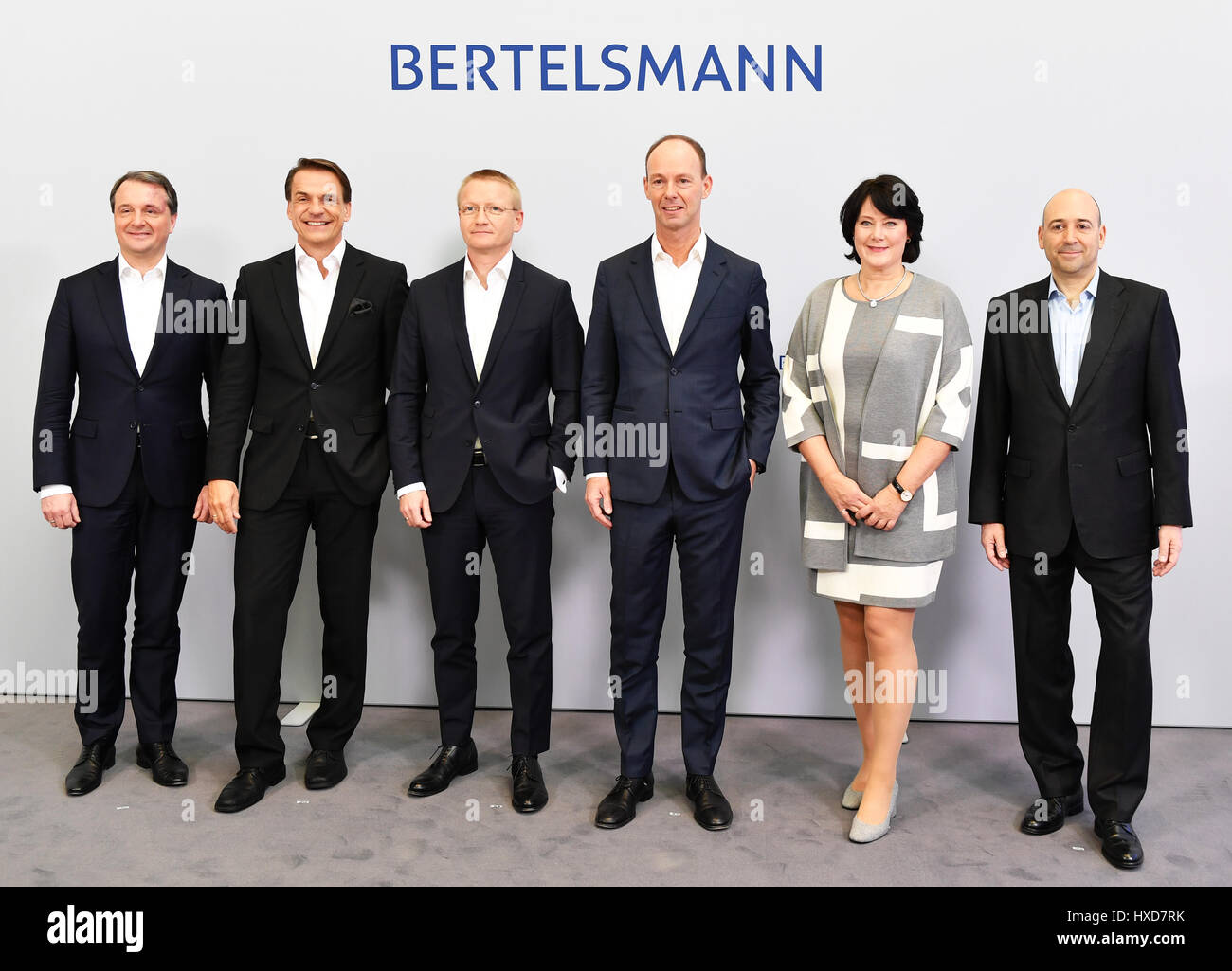 Berlin, Germany. 28th Mar, 2017. The members of the Bertelsmann board ...