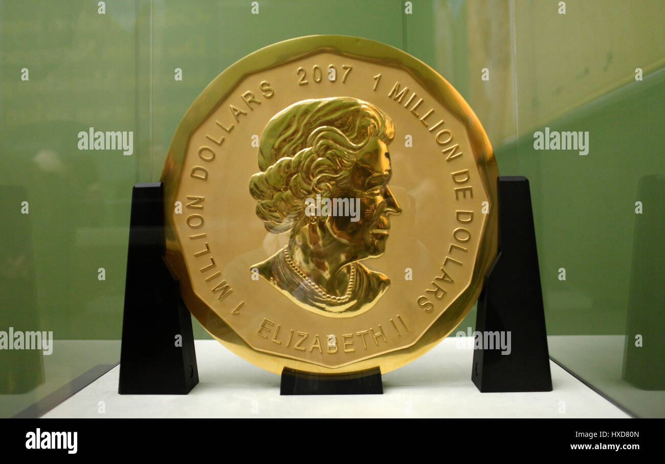 The gold coin known as the "Big Maple Leaf", pictured on December 8 ...