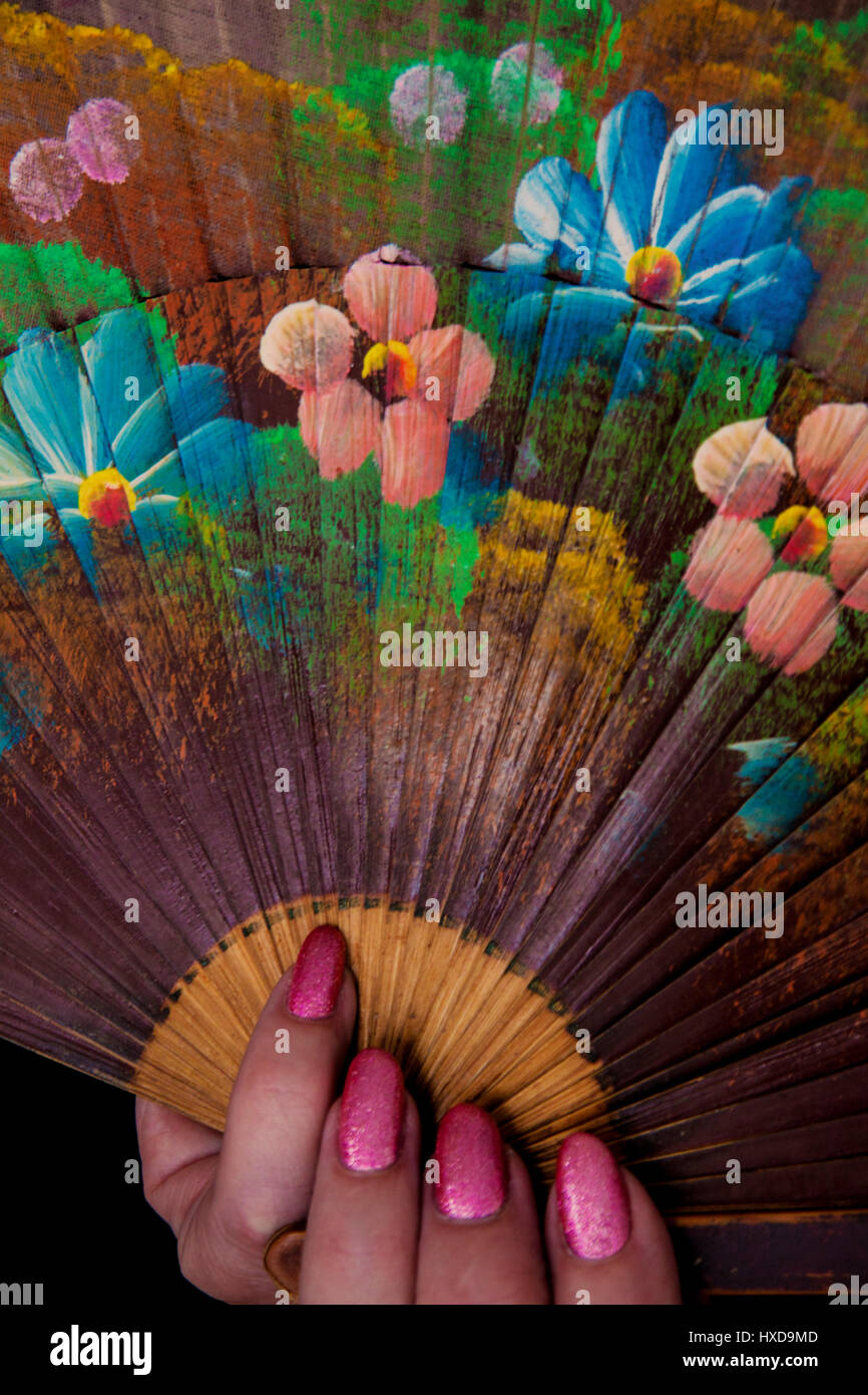 Hand painted Chinese fan Stock Photo - Alamy