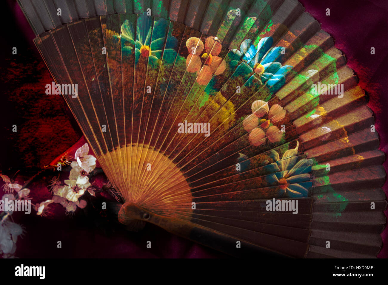 Hand painted Chinese fan Stock Photo - Alamy