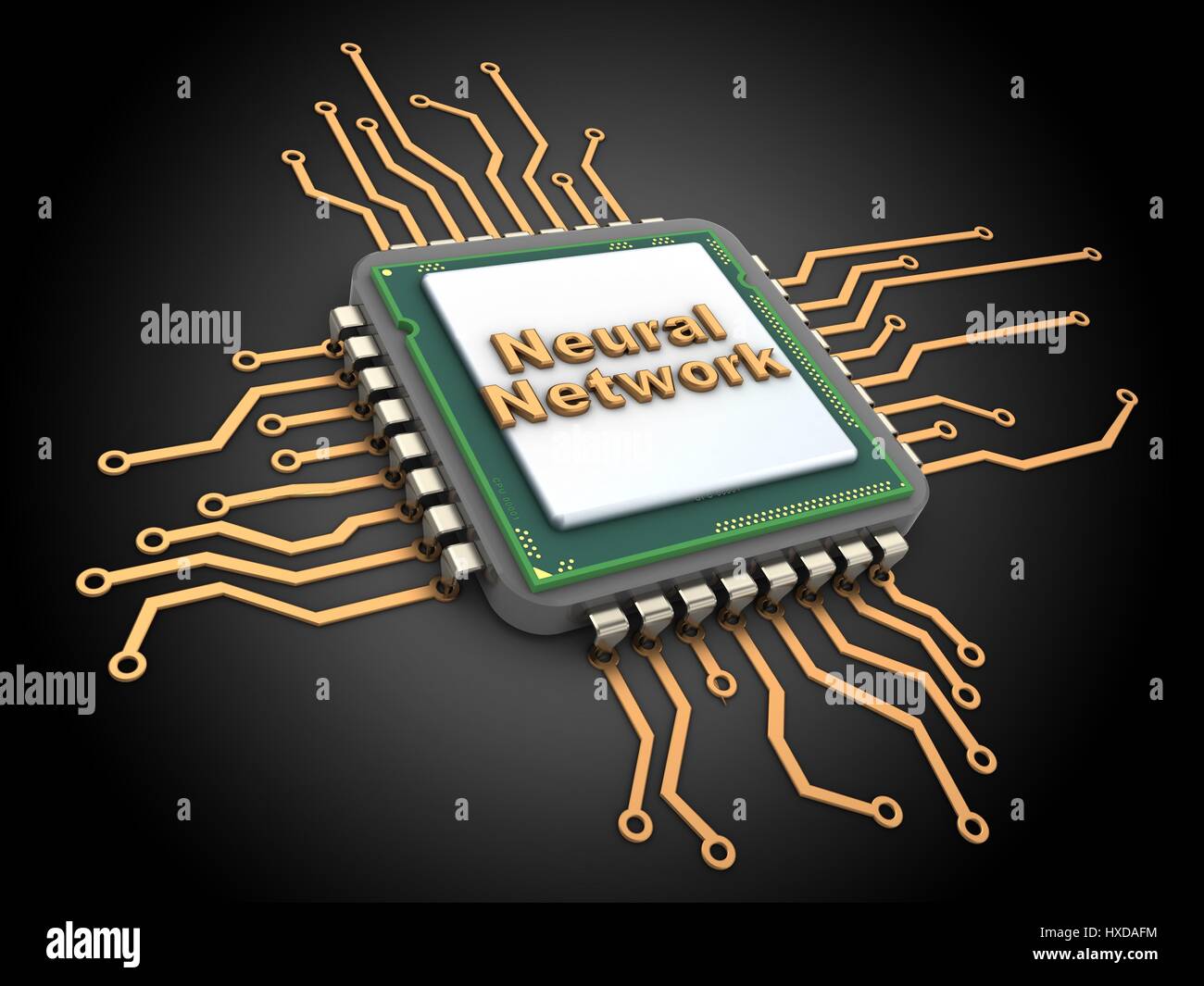 3d illustration of electronic microprocessor over black background ...