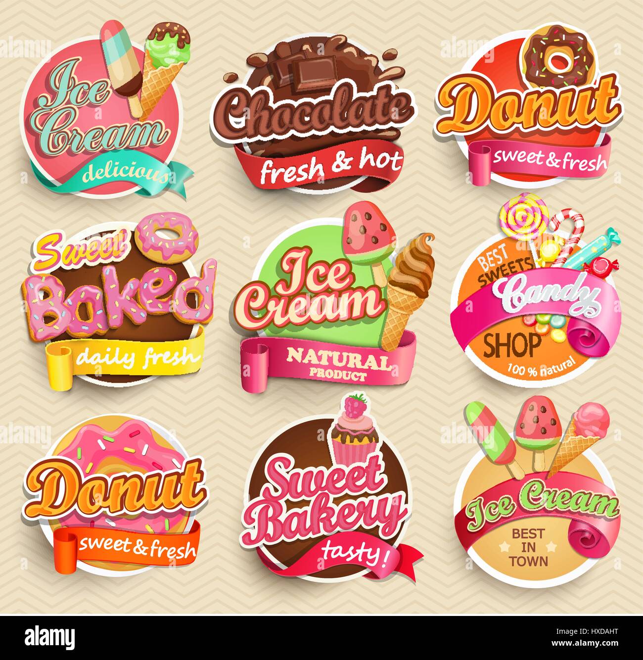 Set of sweet food labels Stock Vector Image & Art - Alamy