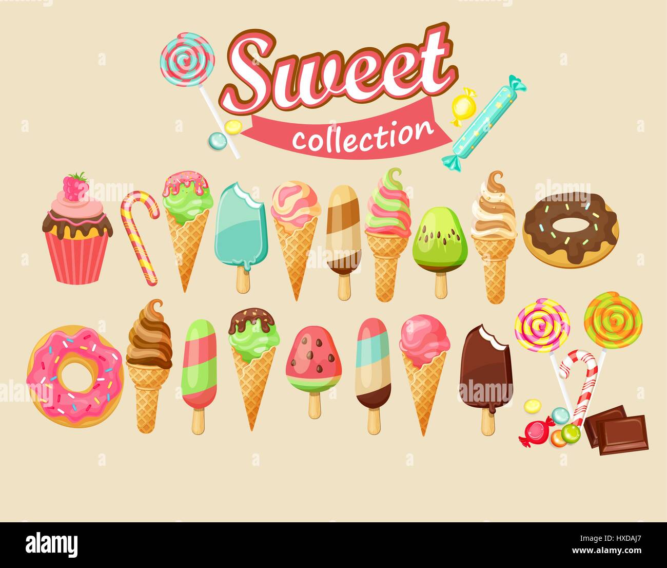 Sweet food icon collection Stock Vector Image & Art - Alamy