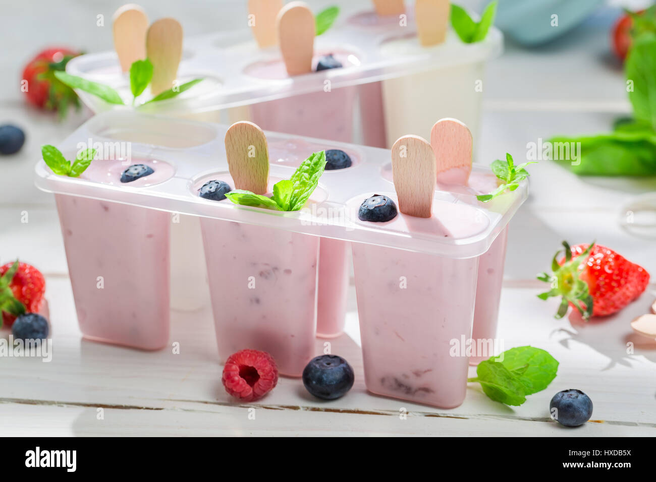 Juicy ice cream with berry fruits Stock Photo - Alamy