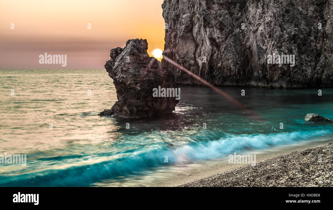 Rocky cliff shore Stock Photo - Alamy