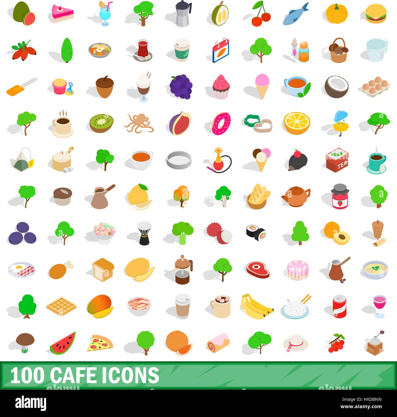 100 cafe icons set, isometric 3d style Stock Vector Image & Art - Alamy