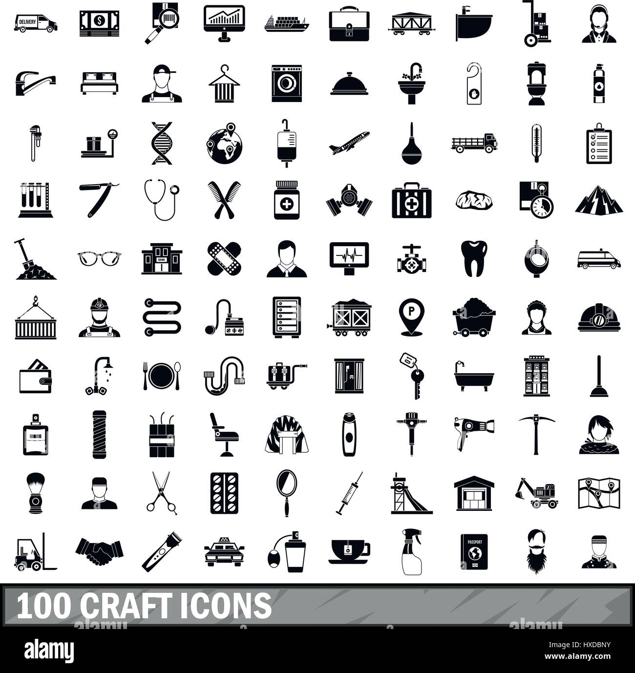 100 craft icons set, simple style Stock Vector Image & Art - Alamy