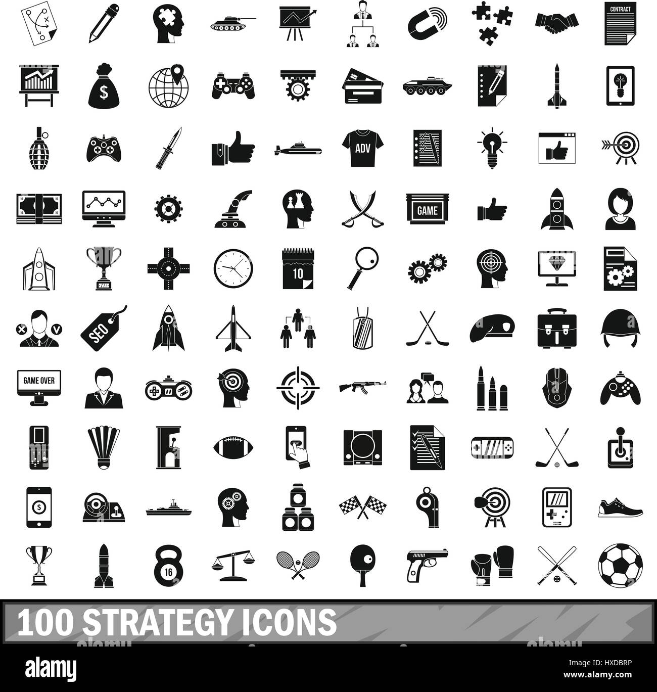 100 strategy icons set, simple style Stock Vector Image & Art - Alamy