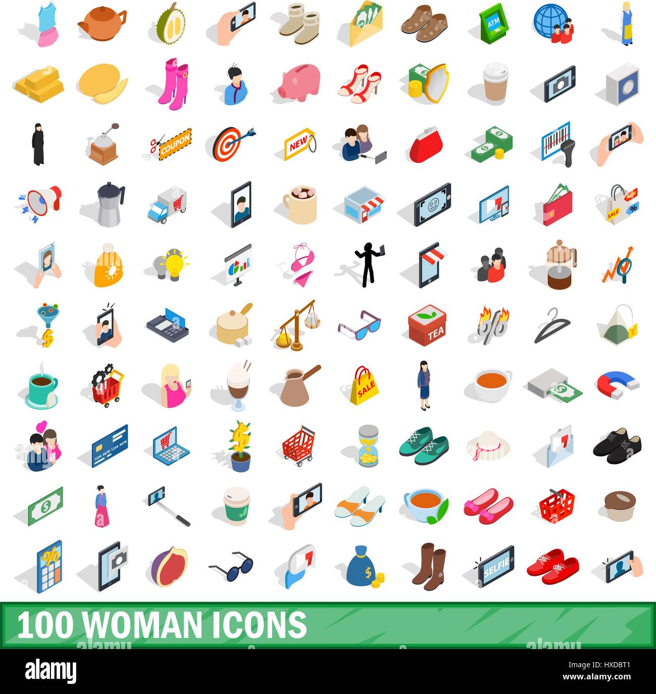 100 woman icons set, isometric 3d style Stock Vector Image & Art - Alamy