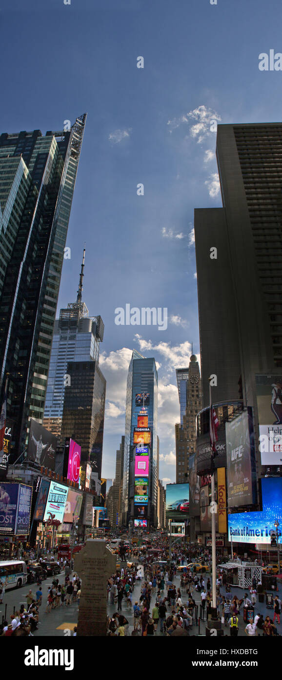 Times Square vertical wide view New York Stock Photo - Alamy