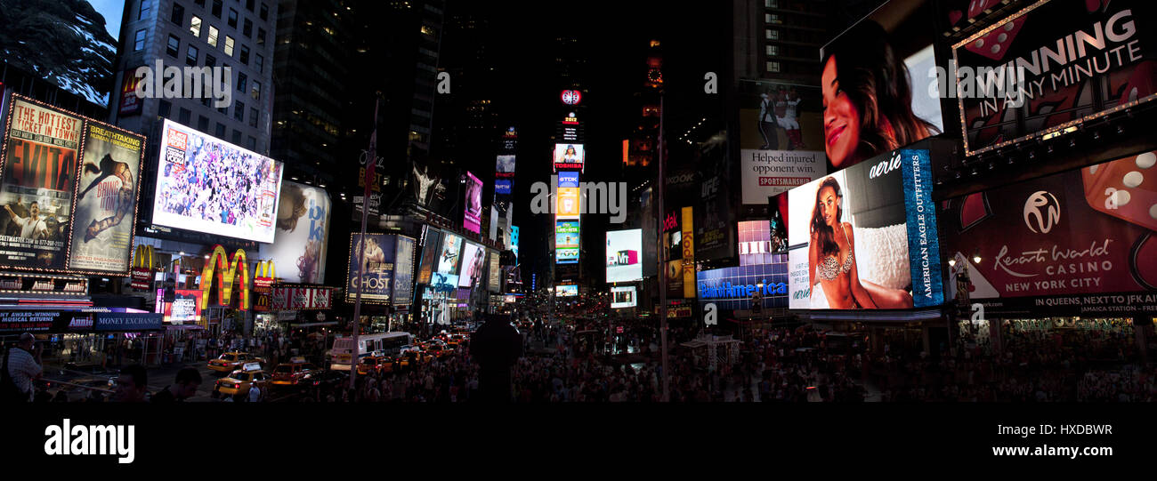 Times Square wide panorama - New York Stock Photo - Alamy