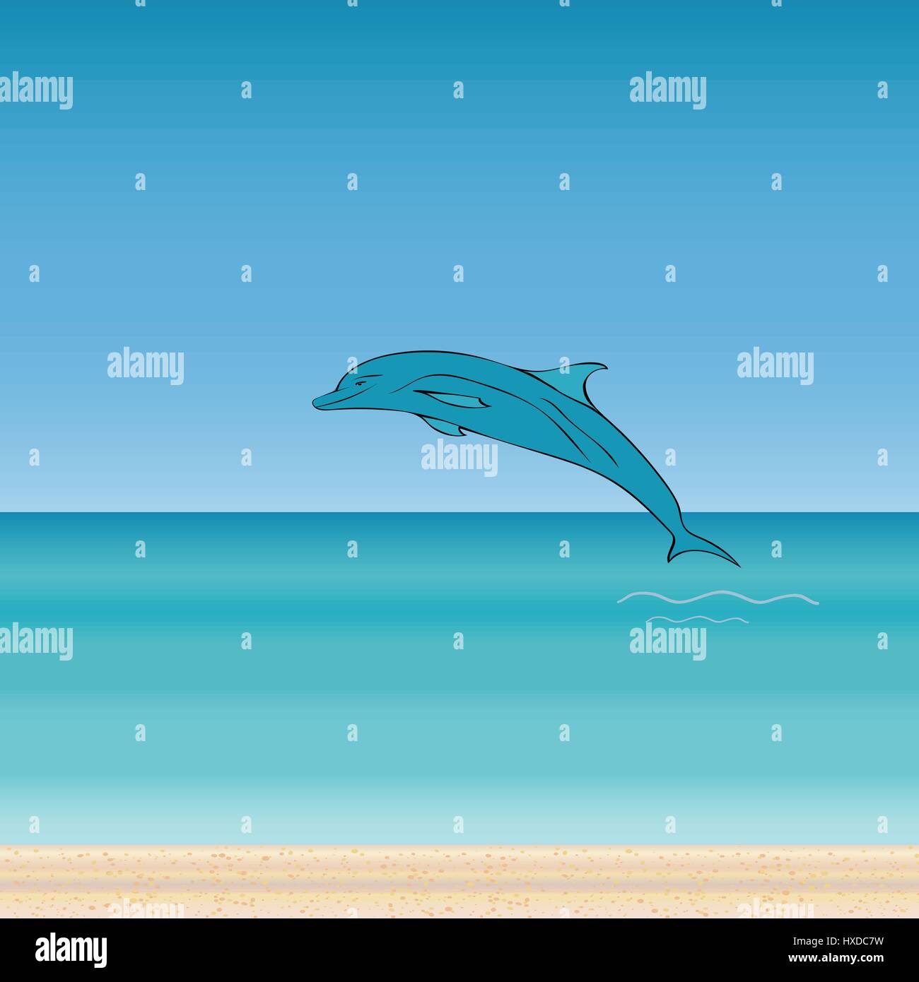 Dolphin sea animal beautiful landscape Stock Vector Image & Art - Alamy