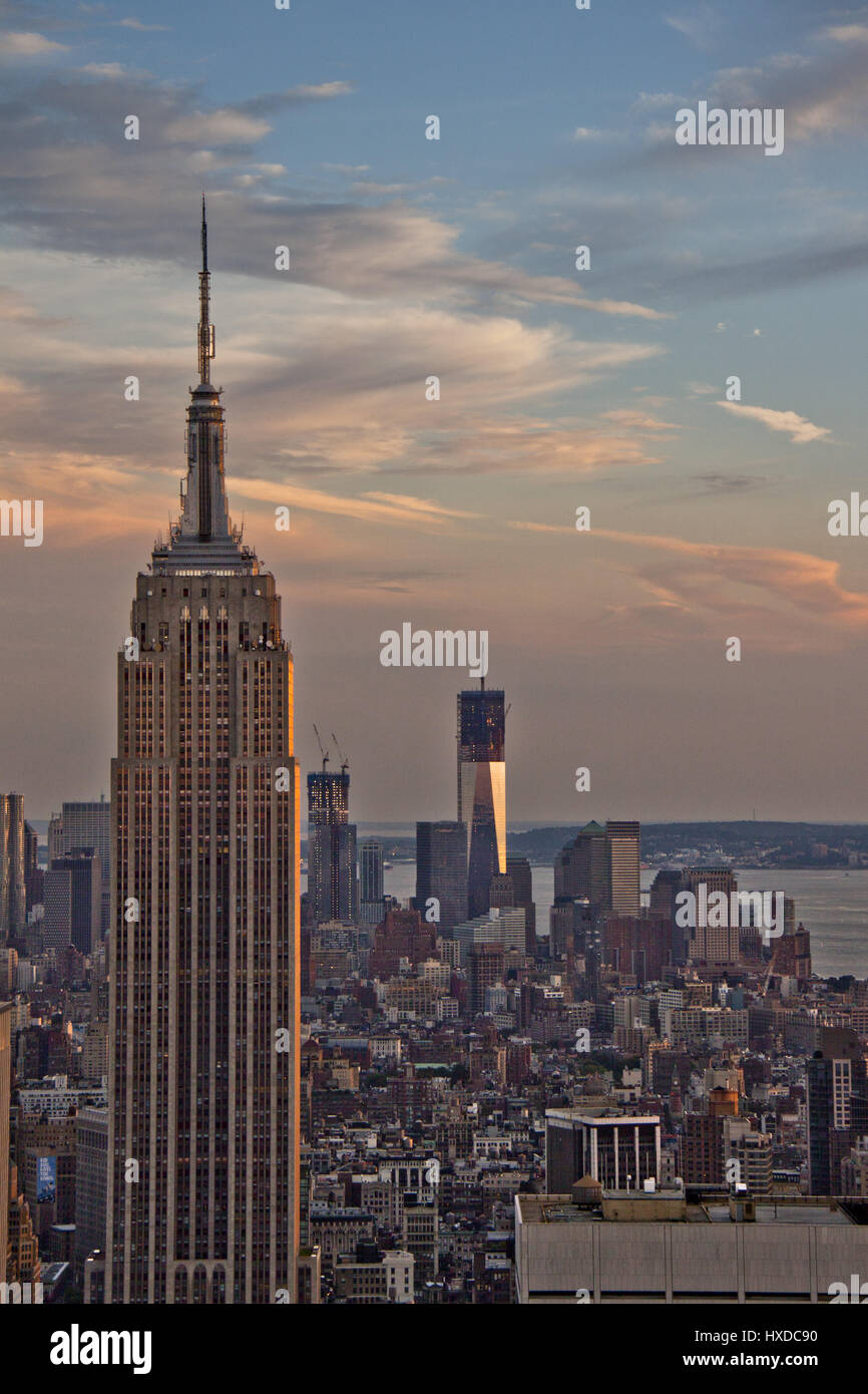 New York Empire State building and new world trade center Stock Photo ...