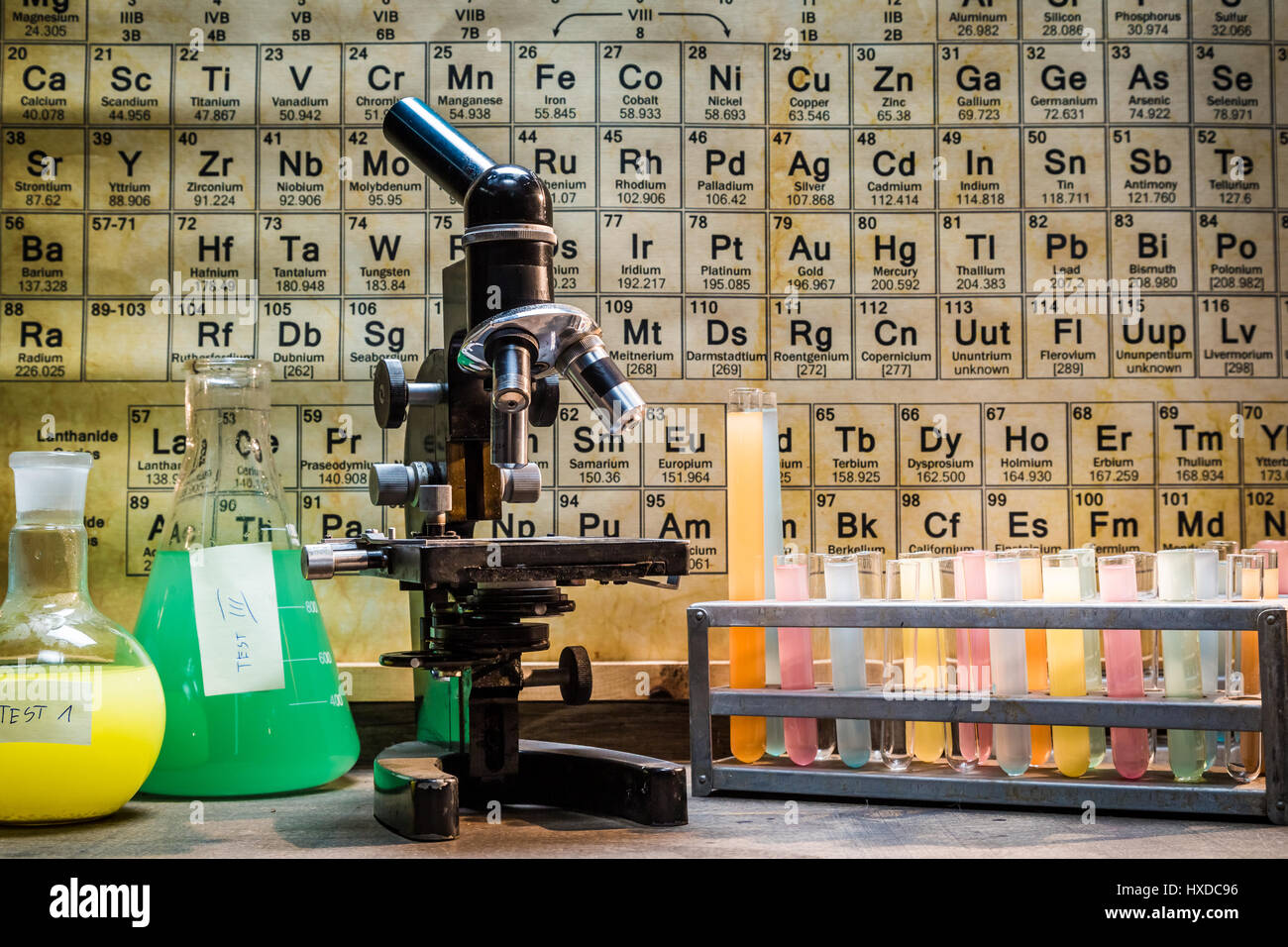 University laboratory with tubes with reagents Stock Photo - Alamy