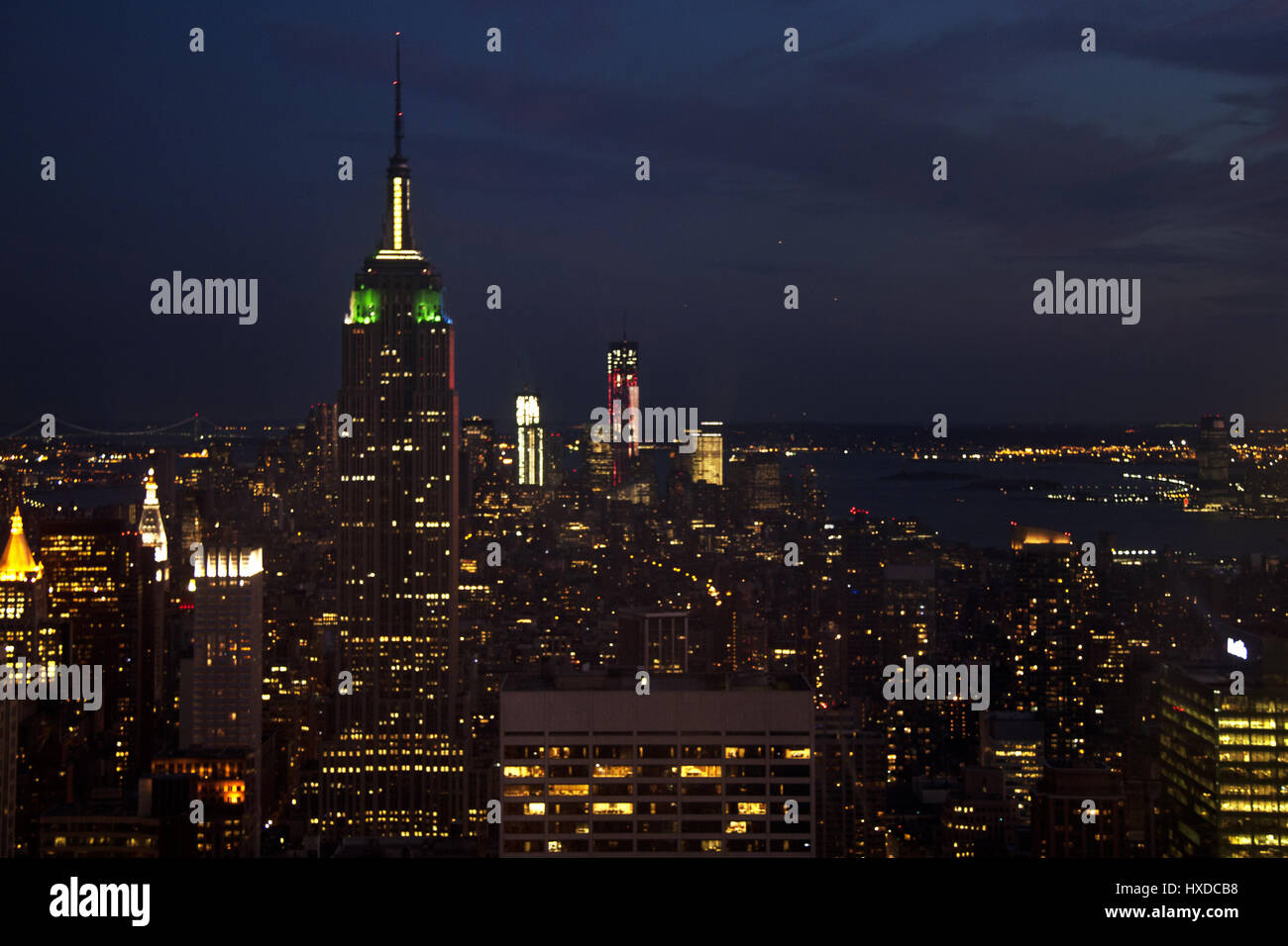 New York Empire State Building top view at night Stock Photo - Alamy