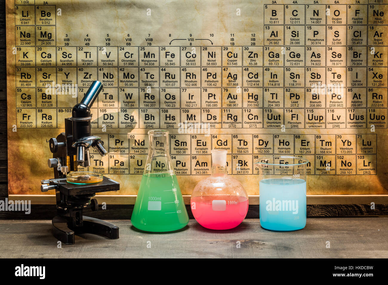 Chemical laboratory with microscope and sample Stock Photo - Alamy