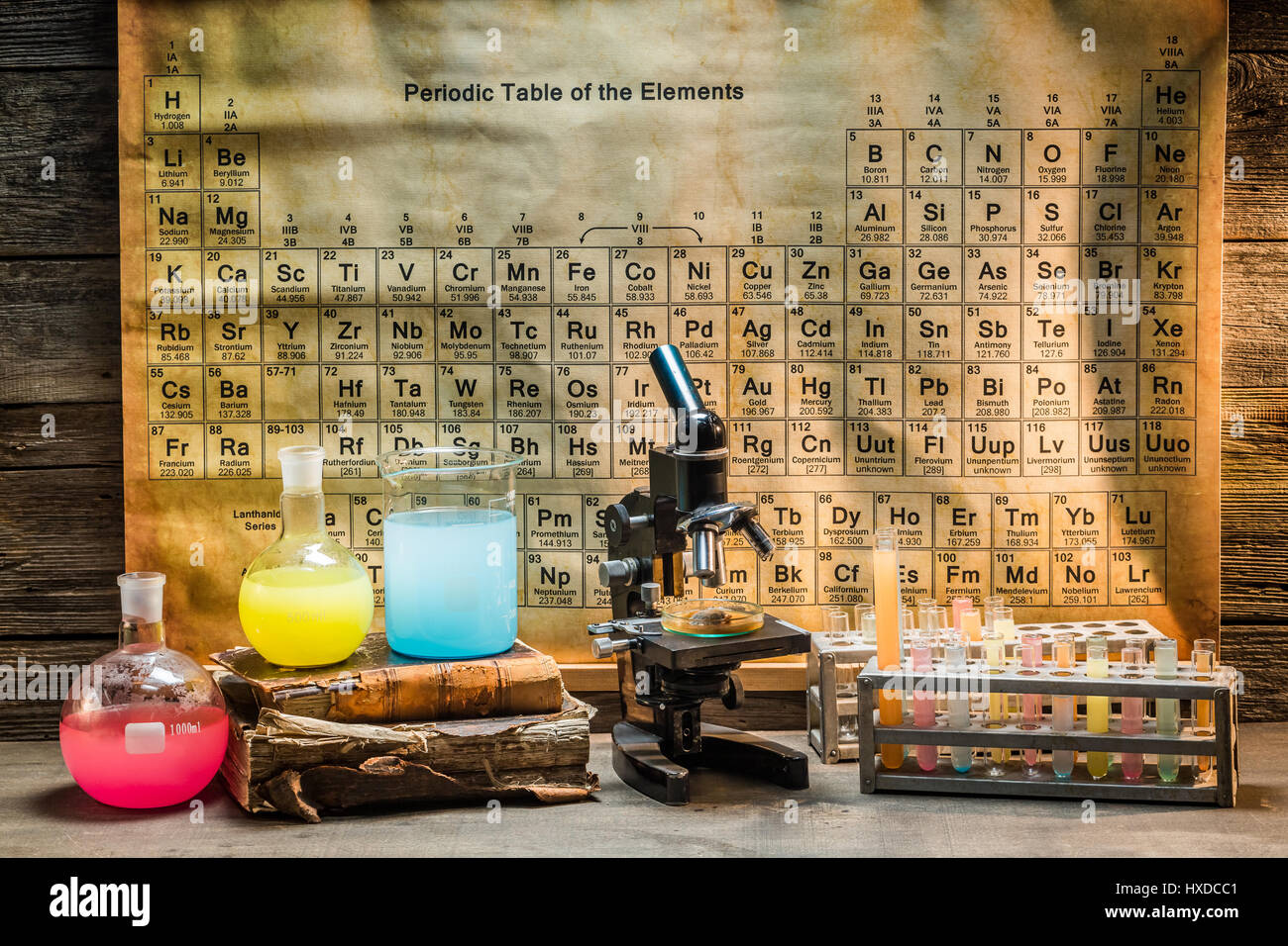 School laboratory with tubes with reagents Stock Photo - Alamy