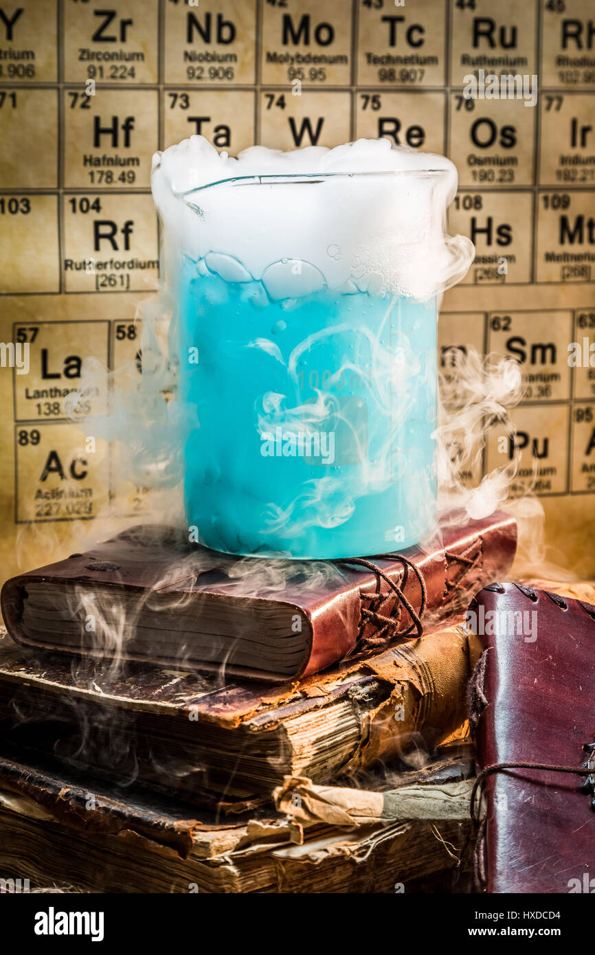 Dynamic blue component chemical reaction in the laboratory Stock Photo ...