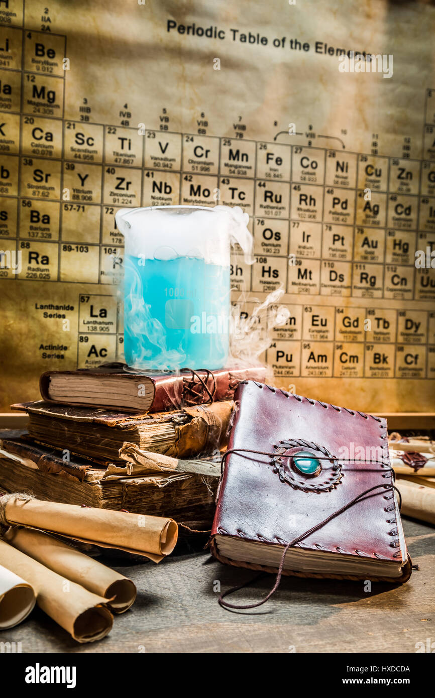 Testing the old recipes in the chemical laboratory Stock Photo - Alamy