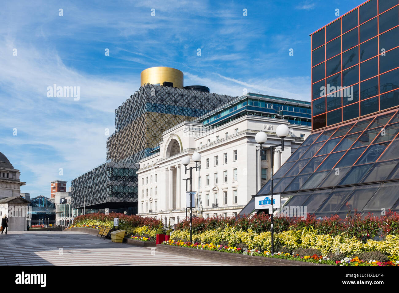 Mixture of old and new buildings in Centenary Square, Birmingham ...