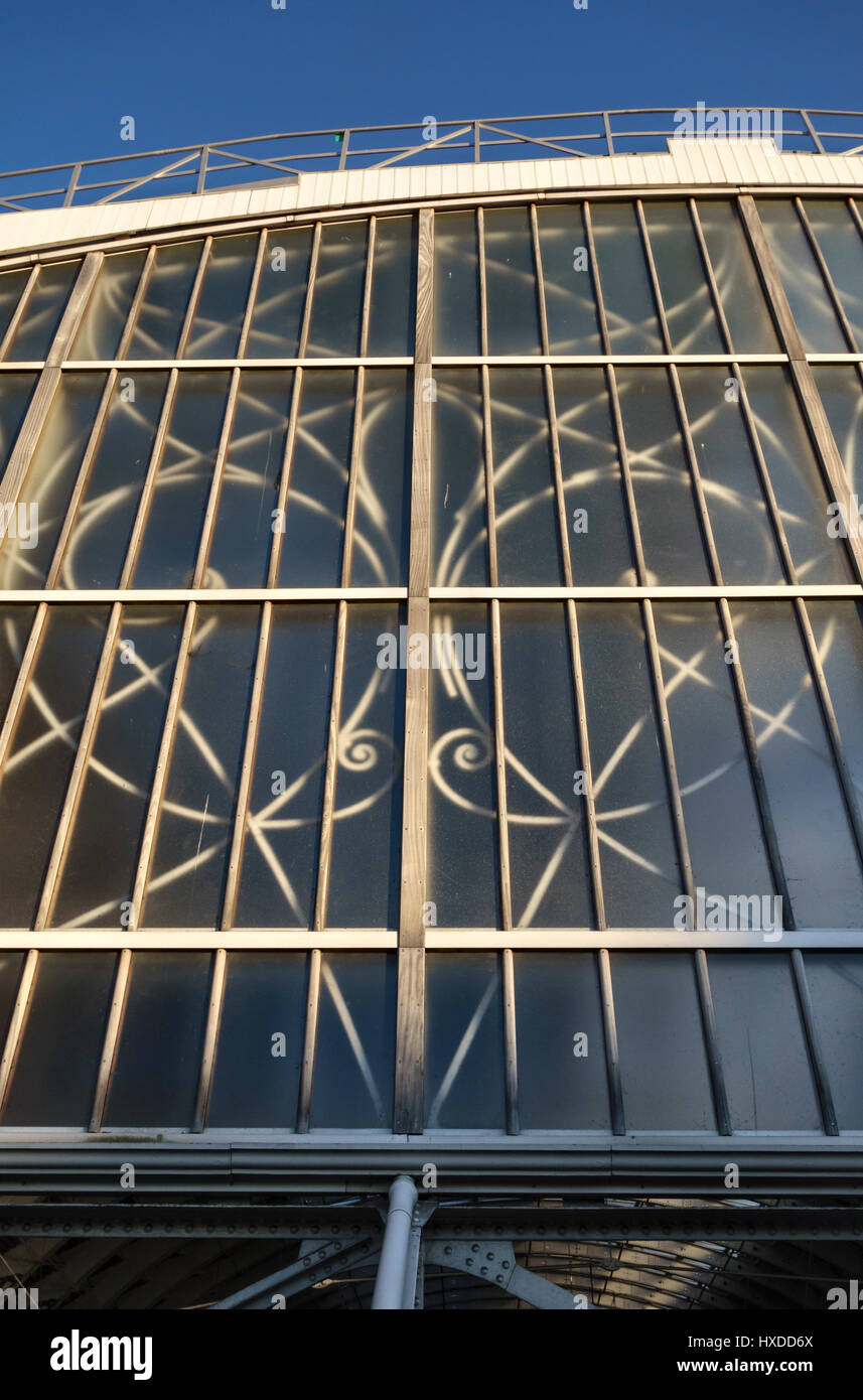 Paddington station, London, UK. Original Victorian metal tracery ...